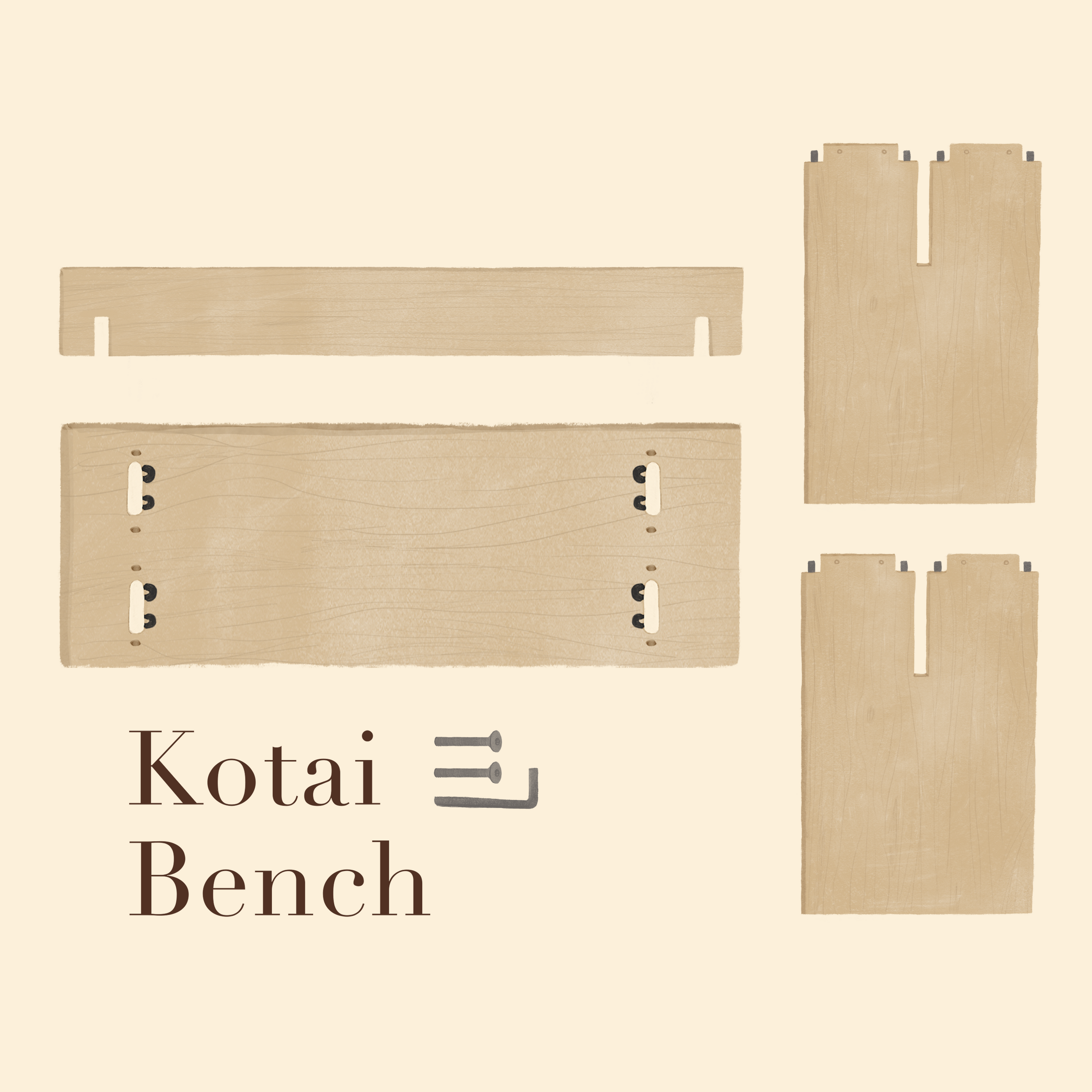 Kotai Bench Wooden - Nature par OYOY Living Design - | Jourès