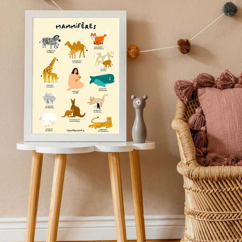 Mammifères Educational Poster - French/English par Tajinebanane - | Jourès